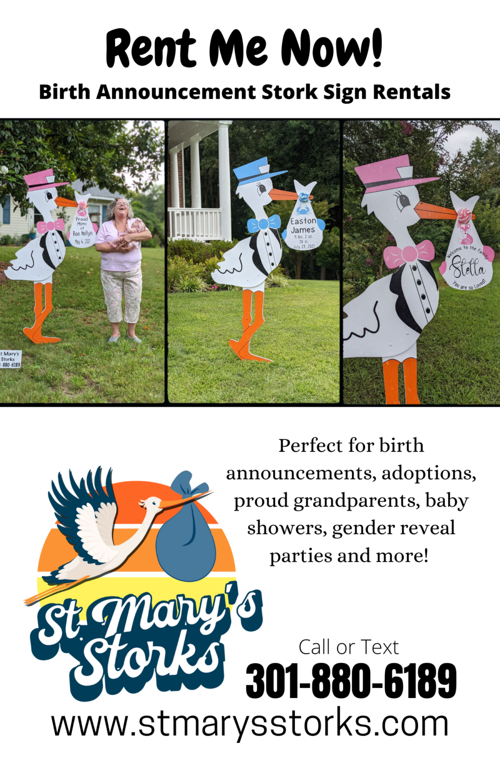 Birth Announcement Stork Signs - St. Mary's Storks